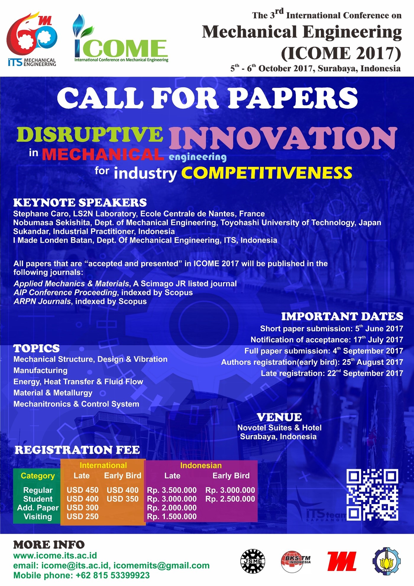 ICOME 2017 | International Conference on Mechanical Engineering (ICOME)