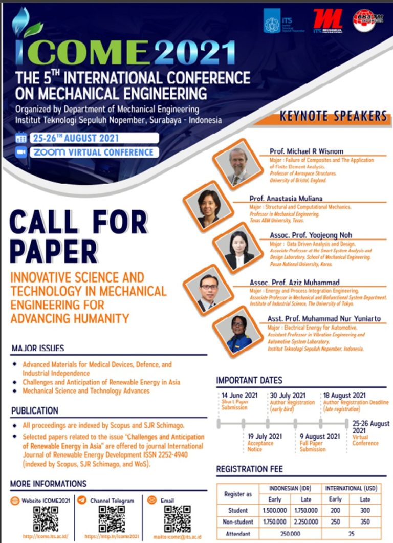 ICOME 2021 | International Conference on Mechanical Engineering (ICOME)